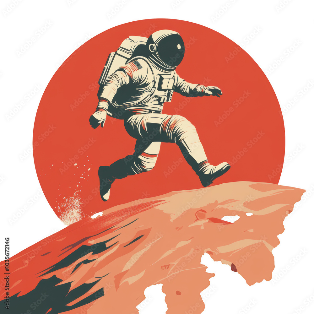Astronaut on Mars: A lone astronaut leaps across the Martian landscape ...
