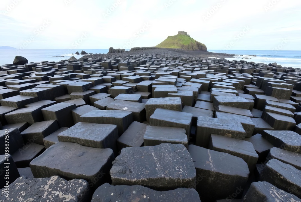 The Giant's Causeway Northern Ireland Interlocking basalt column Stock ...
