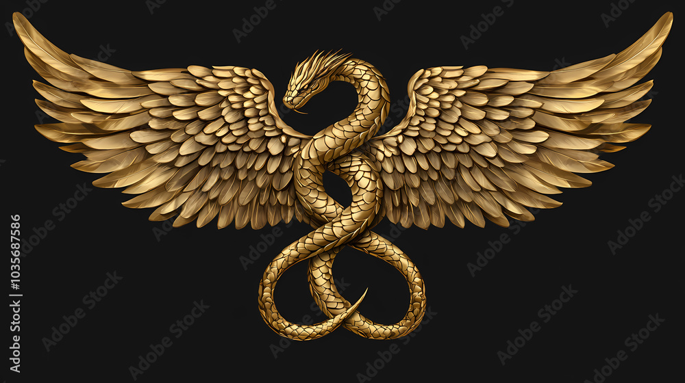 Golden caduceus medical symbol isolated on transparent background png ...