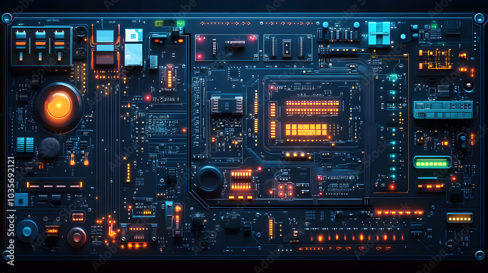 PCB Design Software Interface Displaying a Complex Circuit Layout with ... PCB Design Software Interface Displaying a Complex Circuit Layout with ...