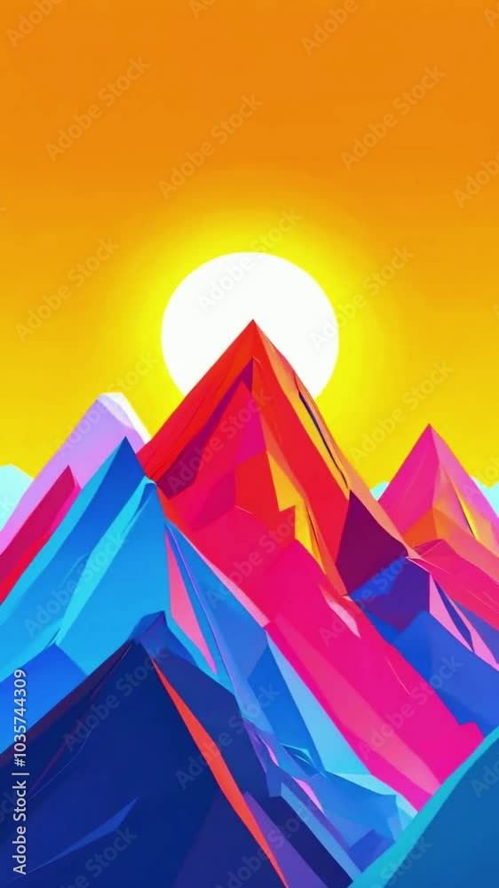 Construct abstract, geometric mountains bright, mountains to appear ...