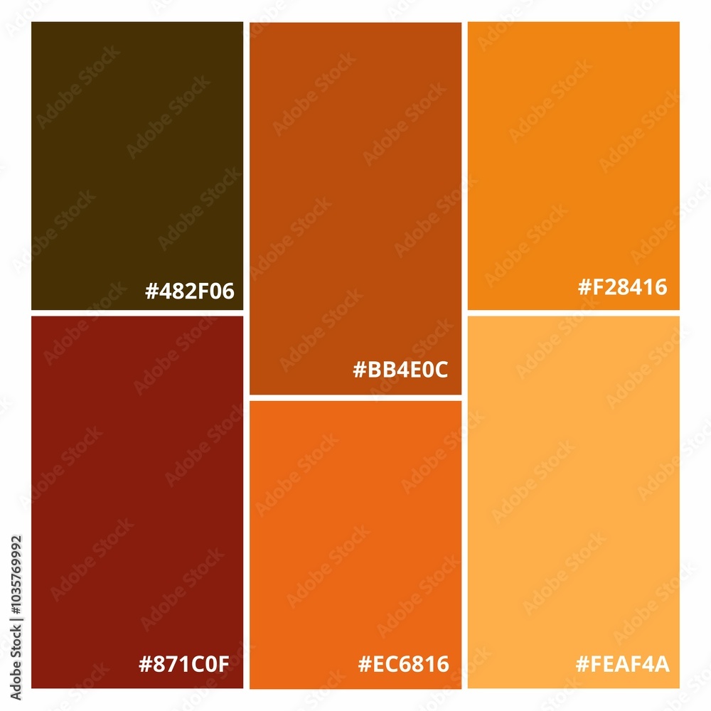 Six autumn colors, a collection of vector color palettes with RGB codes ...