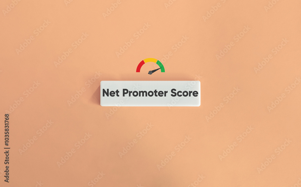Net Promoter Score (NPS). Icon and Text on Block Letter Tile on Dusty ...