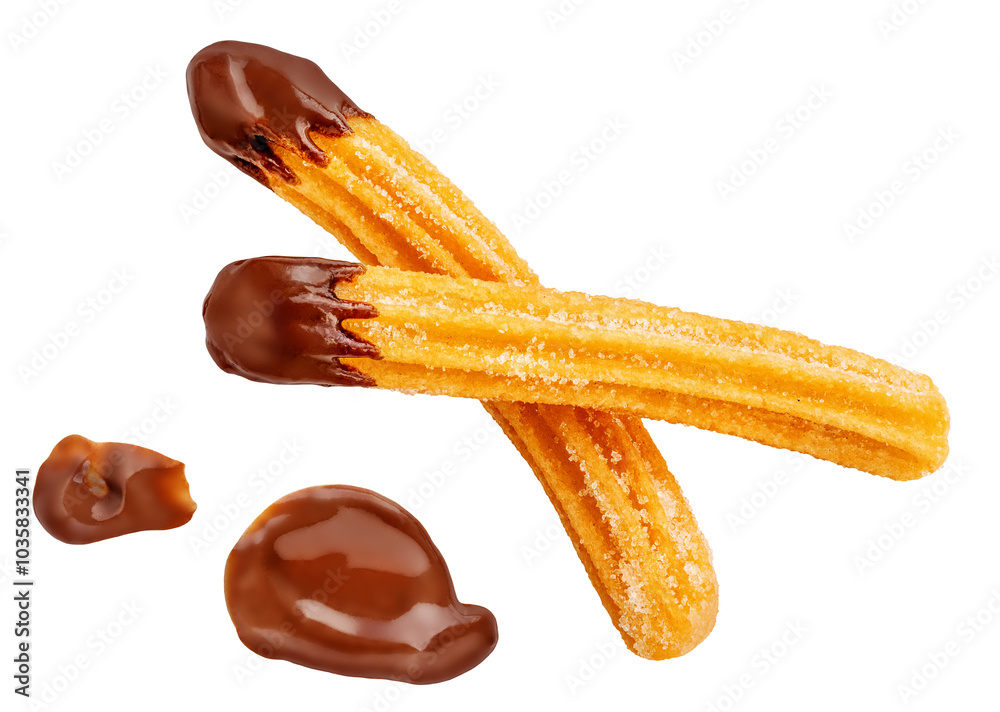 Churros isolated. Sweet Churro with melting chocolate on white ...