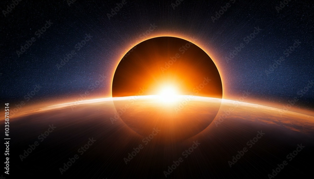 eclipse solaire halo de lumiere et fond noir espace univers astronomie ...