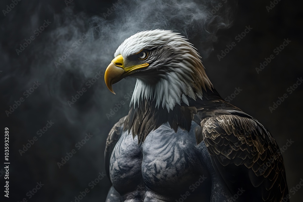 humanoid muscular eagle with wings, fantasy creature warrior ...
