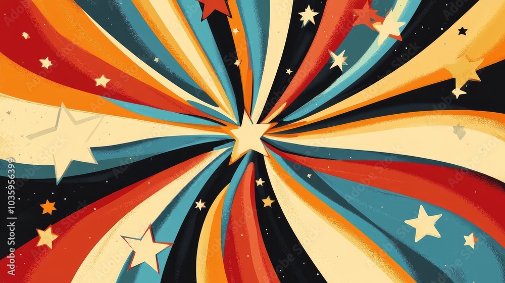 Vector illustration of a swirling radial pattern featuring star shapes ...