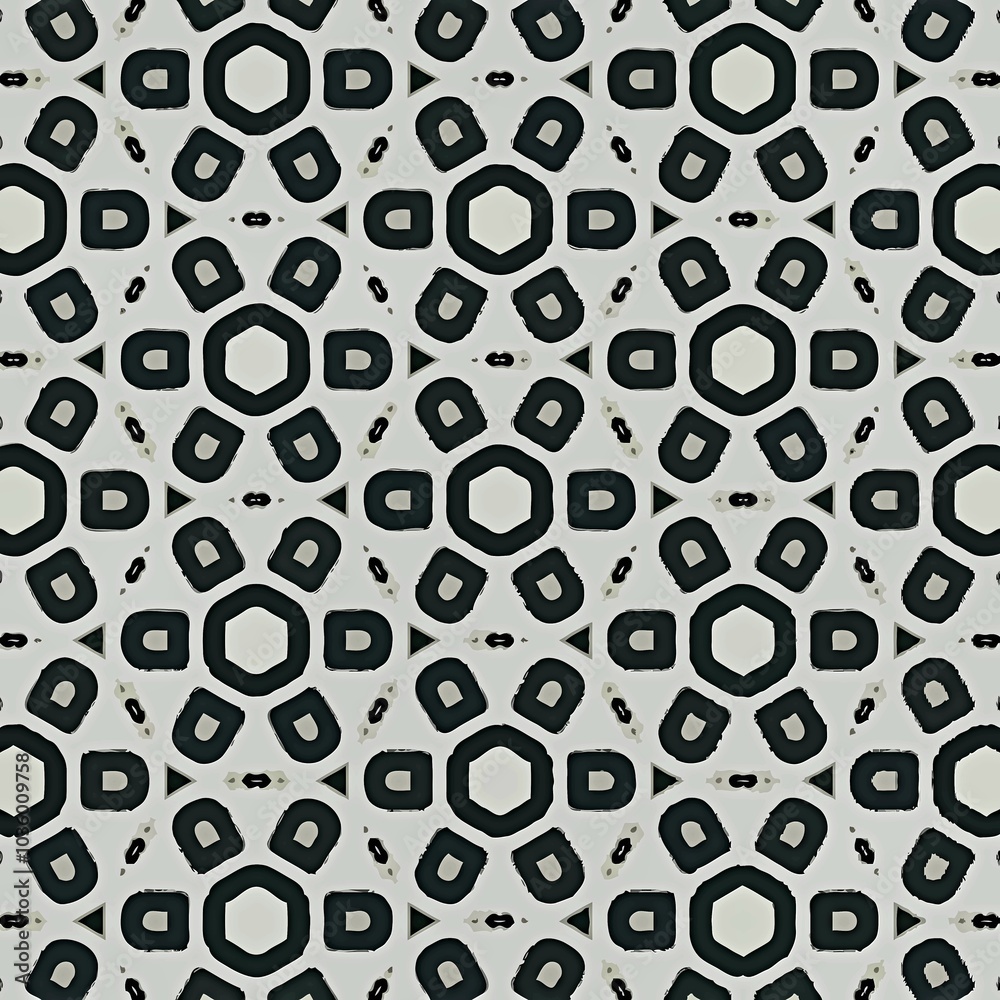 mesmerizing geometric pattern composed of black and white shapes. The ...