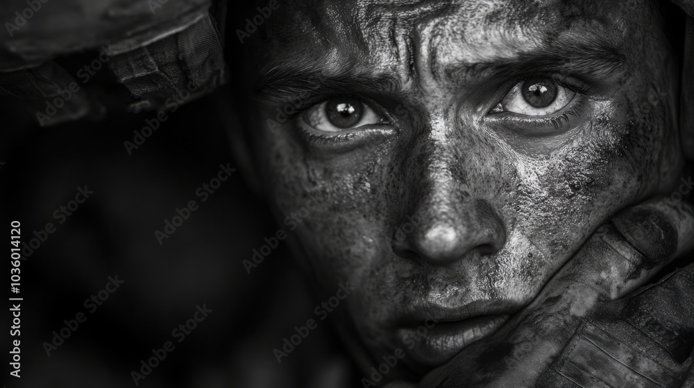civilian manâ€™s face filled with inner turmoil, as a soldier grabs him ...