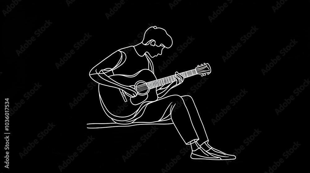 Black-and-white illustration depicting a man seated on a bench with a ...