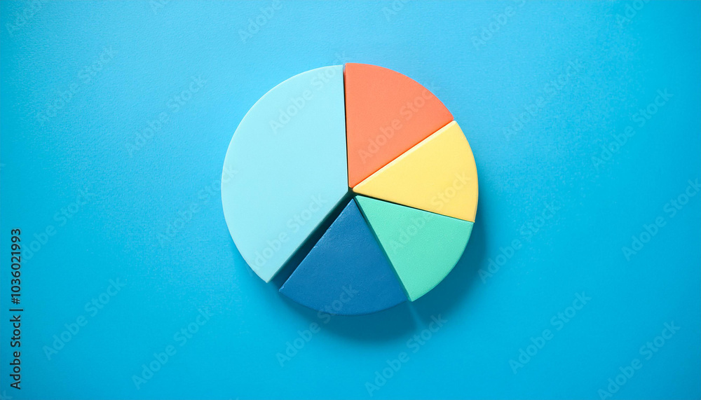 Top view pie chart with 5 segments, perfect for visual data ...