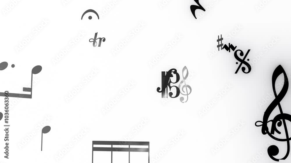 Vidéo Stock Musical symbols camera fly-through (endless loop).Random ...