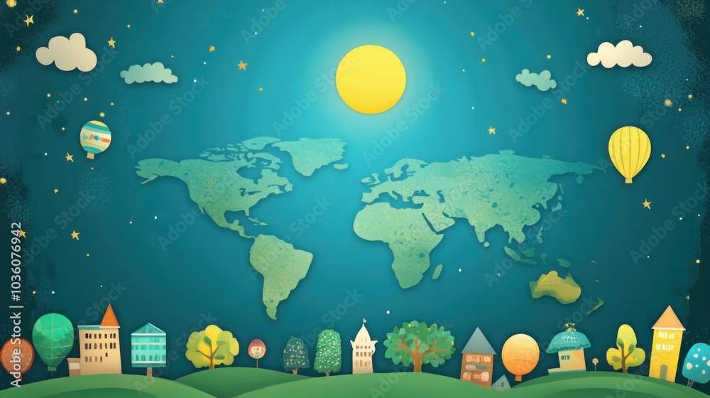 World Kindness Day illustration with Earth map as a central background ...