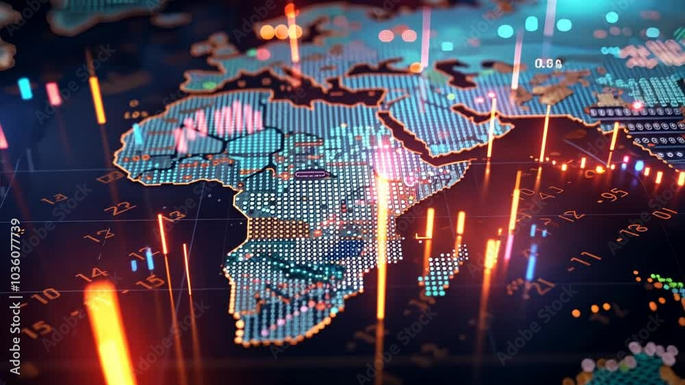 Digital Map of Africa Data Visualization Journey with Vibrant Colors ...