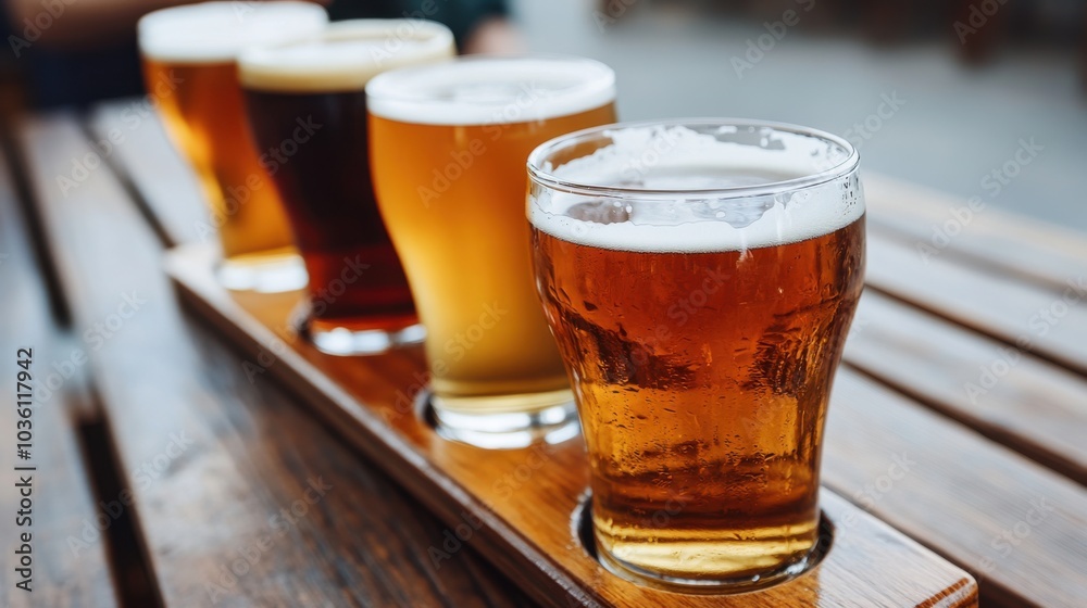 Freunde feiern den Frühling mit Craft Beer in einer örtlichen Brauerei ...