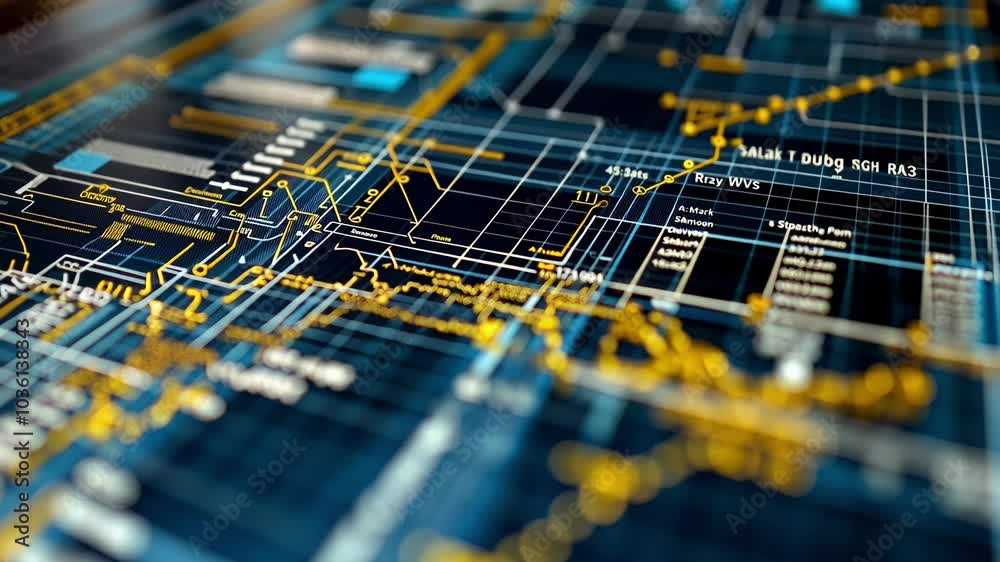 Detailed Map of Urban Transit System With Highlighted Routes and ...