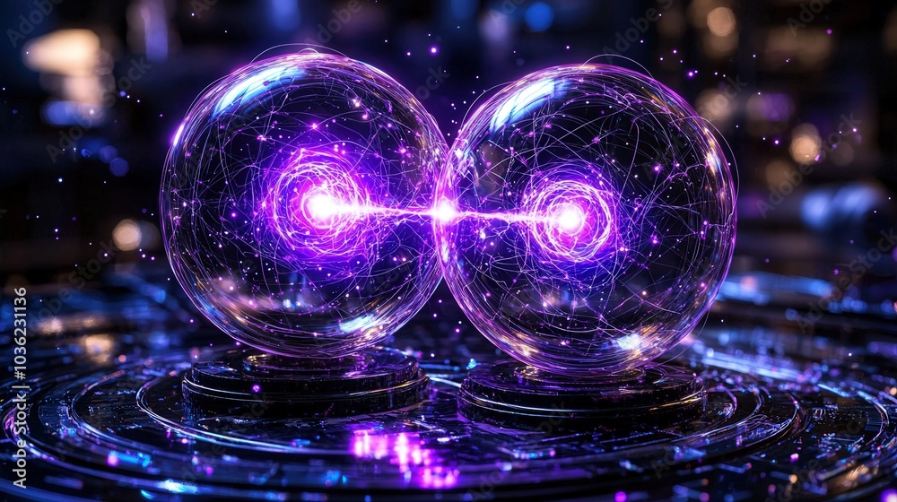 A 3D model illustrating a gluon connecting two quarks within a nucleus ...