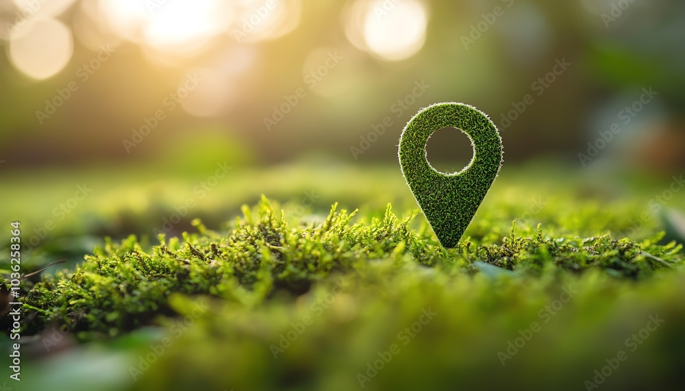 Minimalist grass location pin icon on a white screen, illustrating a ...