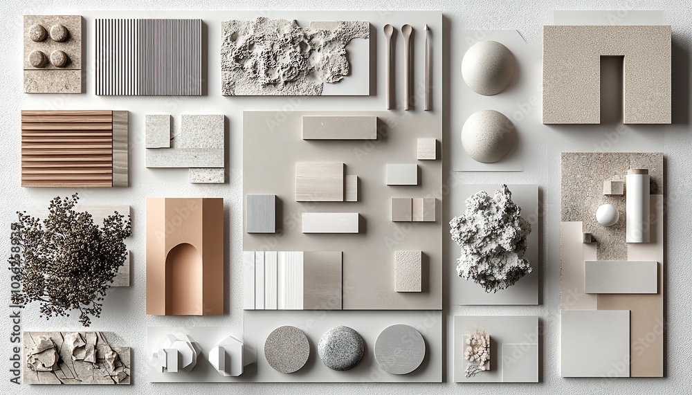 Curated mood board for architects, highlighting material selection and ...