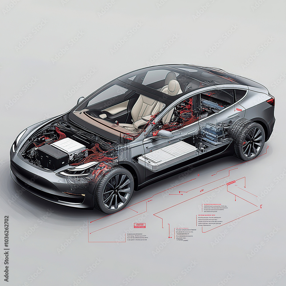A detailed infographic showing the internal structure of car's electric ...