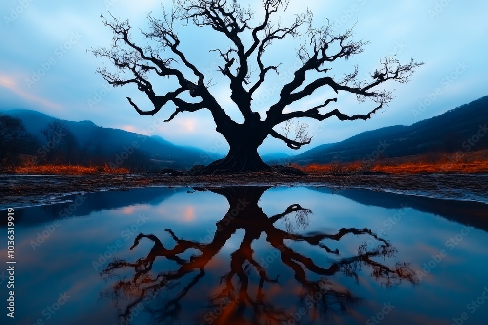 Environment, depicted in a gothic swamp where dark, twisted trees and ...