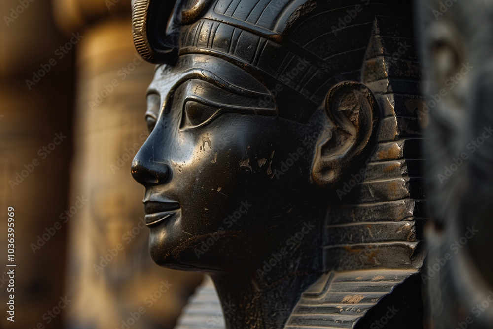 Magnificent statue of an ancient egyptian female pharaoh in royal ...