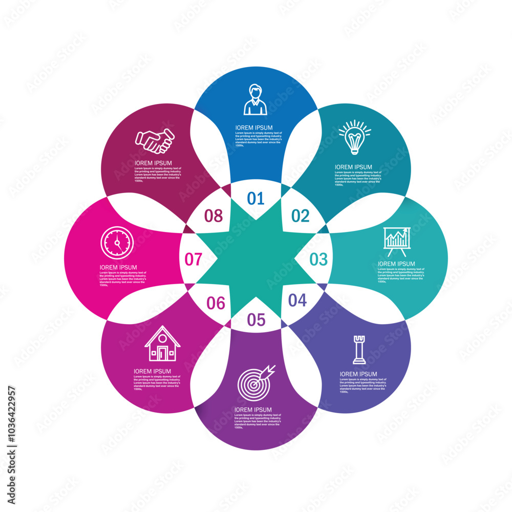 Infographic circular vector template with 8 options, parts. 8-step ...