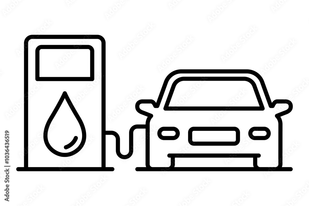 Gas fuel pump station icons set with car logo. Pump petrol symbols ...