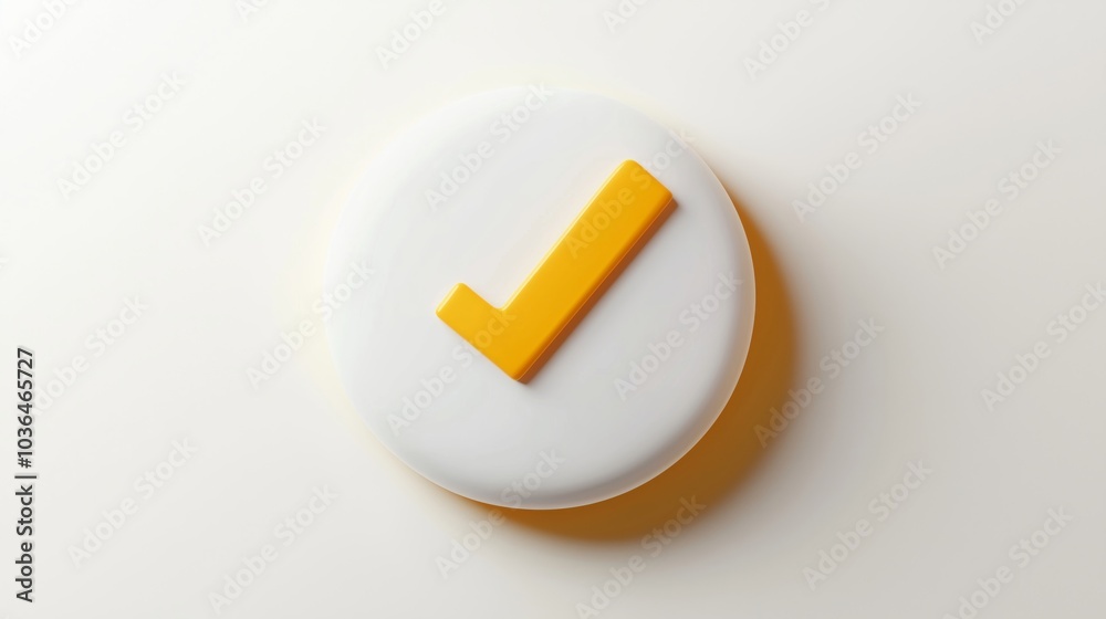 Simple and Modern Yellow Check Mark in a White Circle Design Stock ...