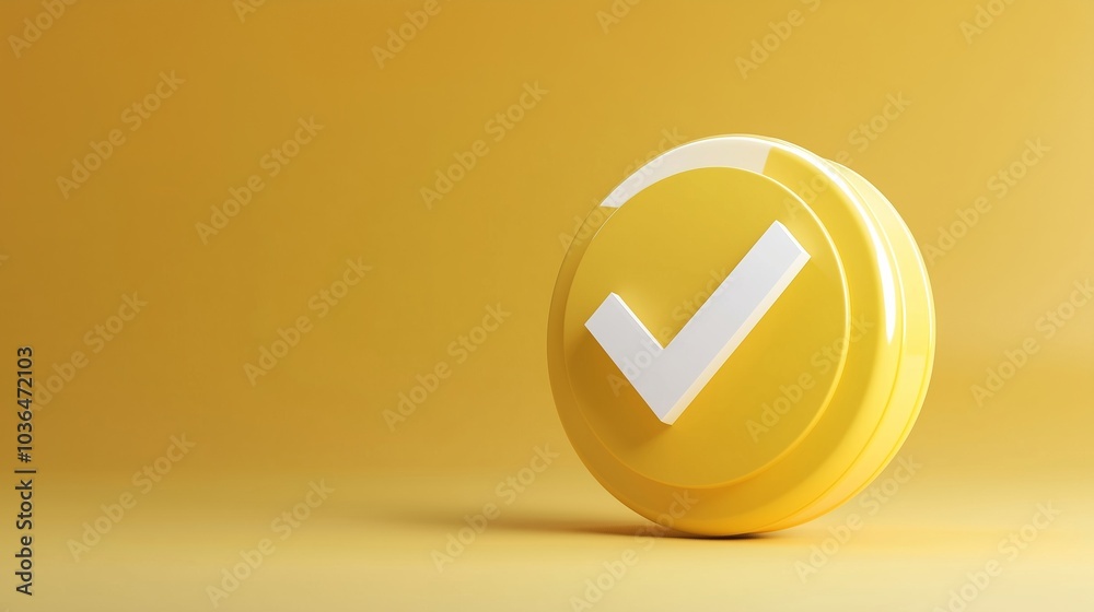 Bright Yellow Check Mark Symbol on Clean Background Stock Illustration ...
