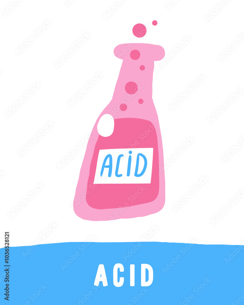 Learn science objects flashcard. Learning words for kids. Cute hand ...