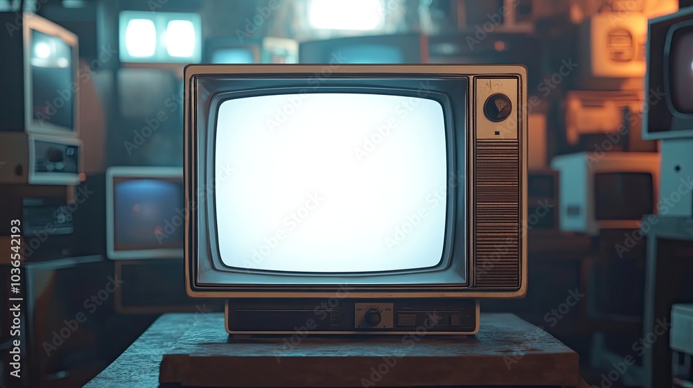 Vintage Television Monitor with Empty Displays Featuring Classic Design ...