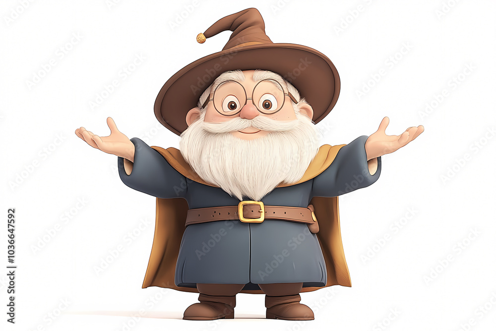 A delightful cartoon wizard character featuring a cheerful expression ...