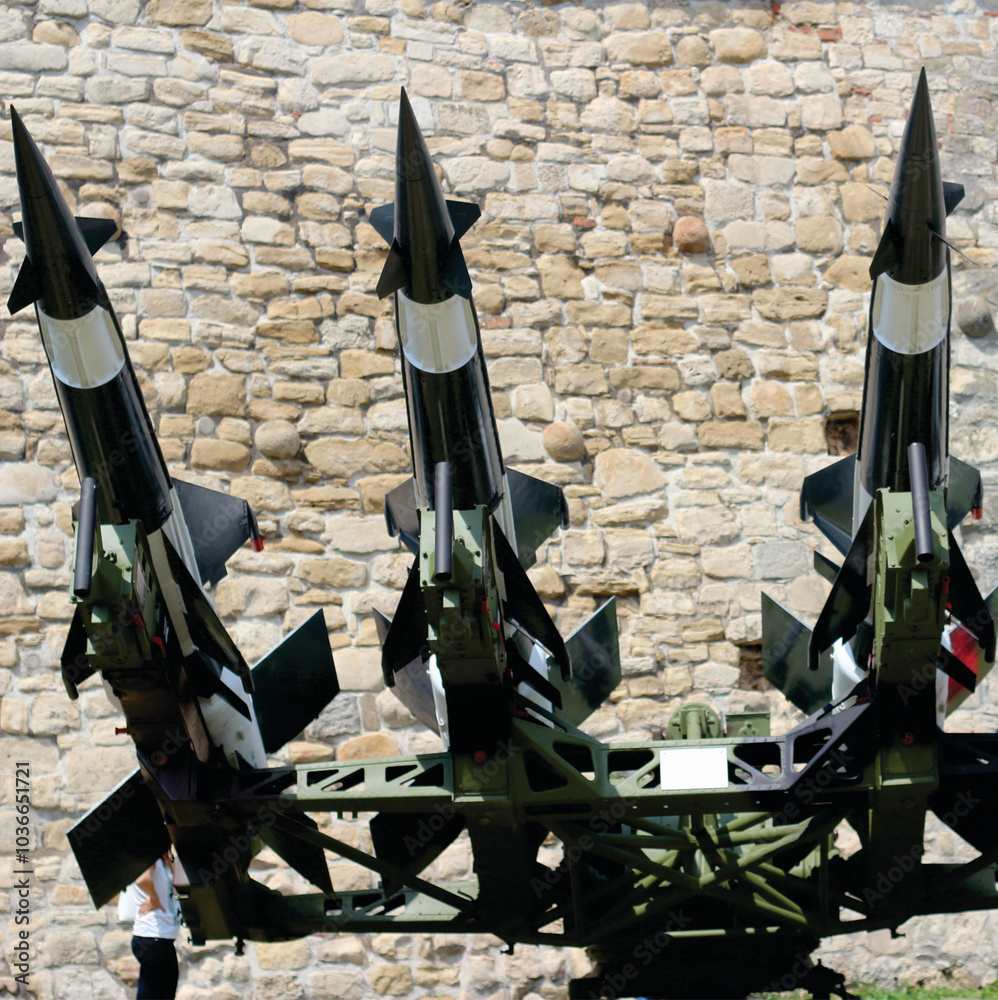 Artillery rocket launcher system air defence photo image. Rocket ...