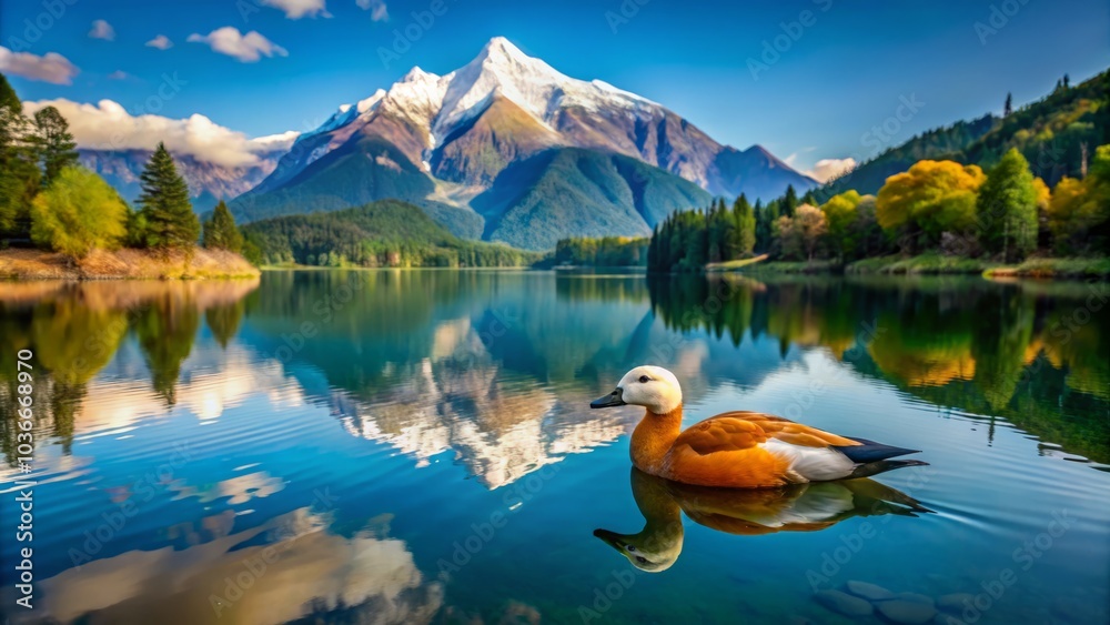 Captured in stunning detail, a Ruddy Shelduck (Tadorna ferruginea ...