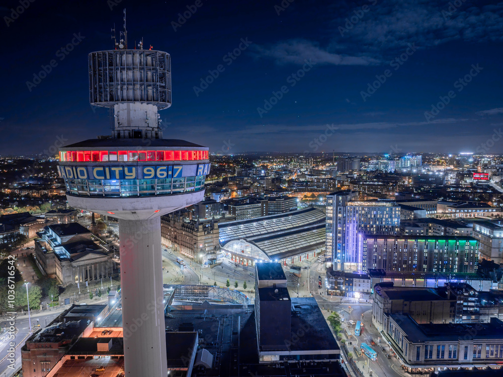 Liverpool, England, UK. Liverpool Lime Street station and Radio City ...