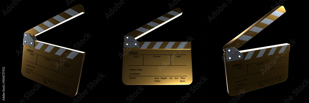 Gold Film Clapper, Filmmaker's Clapboard, Hollywood Film Clapperboard ...