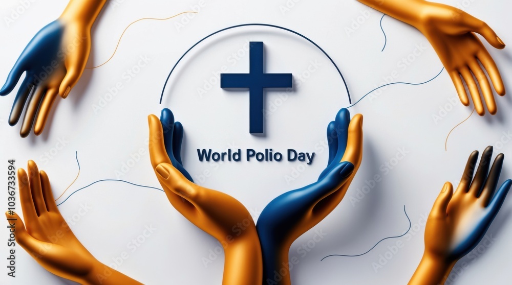 World Polio Day illustration logo with simple heart and hand symbols ...