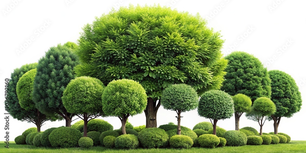 luscious greenery with detailed tree pack and bushes ensemble depicting ...