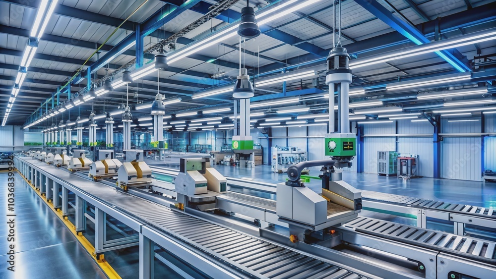 Modern quality control inspection station with advanced scanners and ...