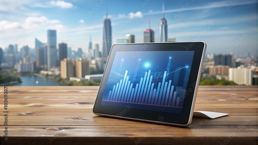 Modern tablet displays voice-activated payment app with waveform ...