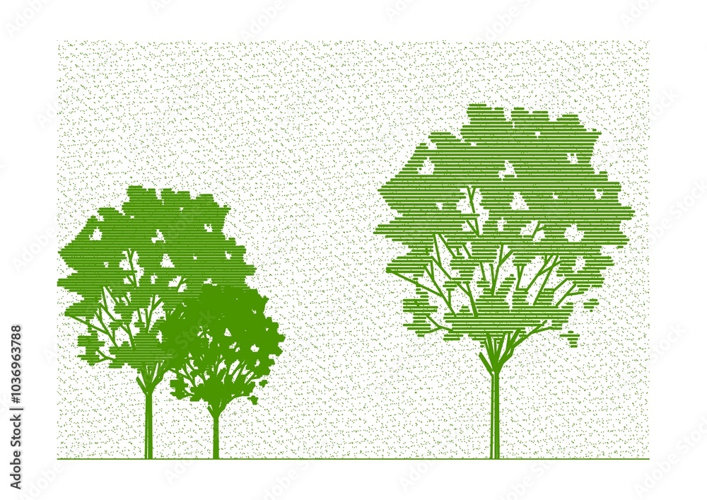 2D Trees Front View CAD Illustration for Architecture Landscape Design ...