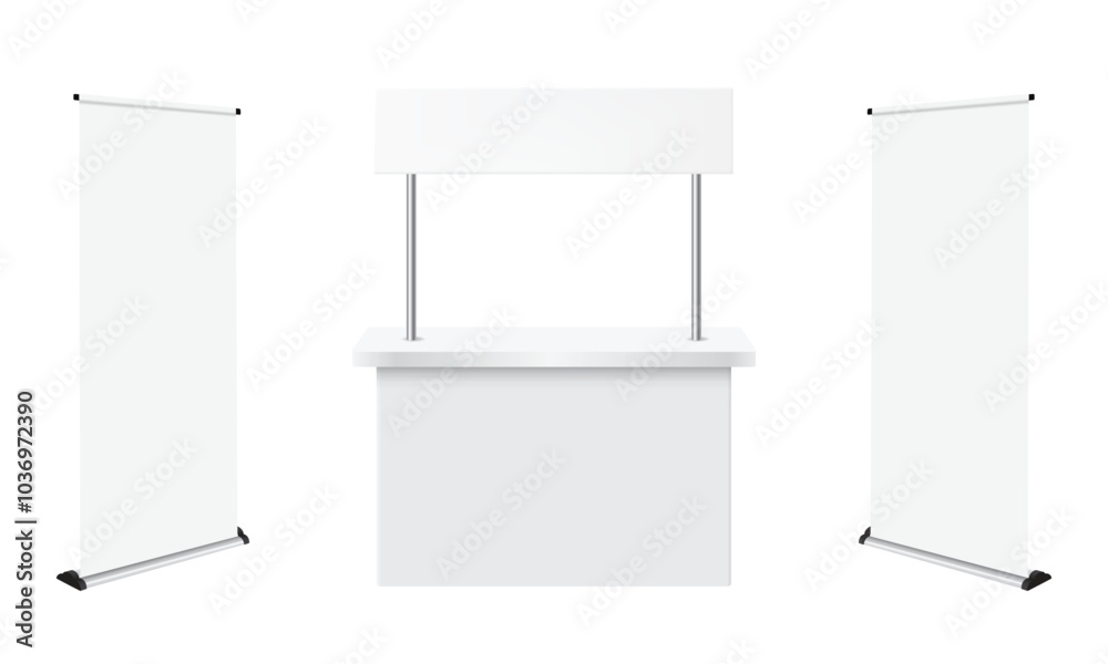 Advertising booth stand mockup, Roll-up retractable banner stands ...