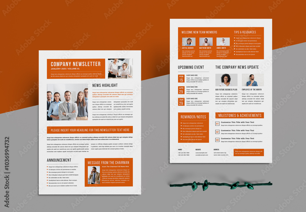 Company Employee Newsletter Template Layout Stock Template | Adobe Stock