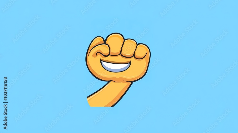Strong Muscle Emoticon: A Flat Cartoon Drawing Featuring Flexed Biceps ...