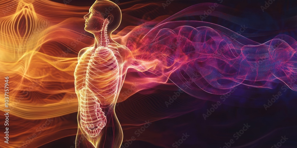 Illustration of the human digestive system with detailed anatomy of ...