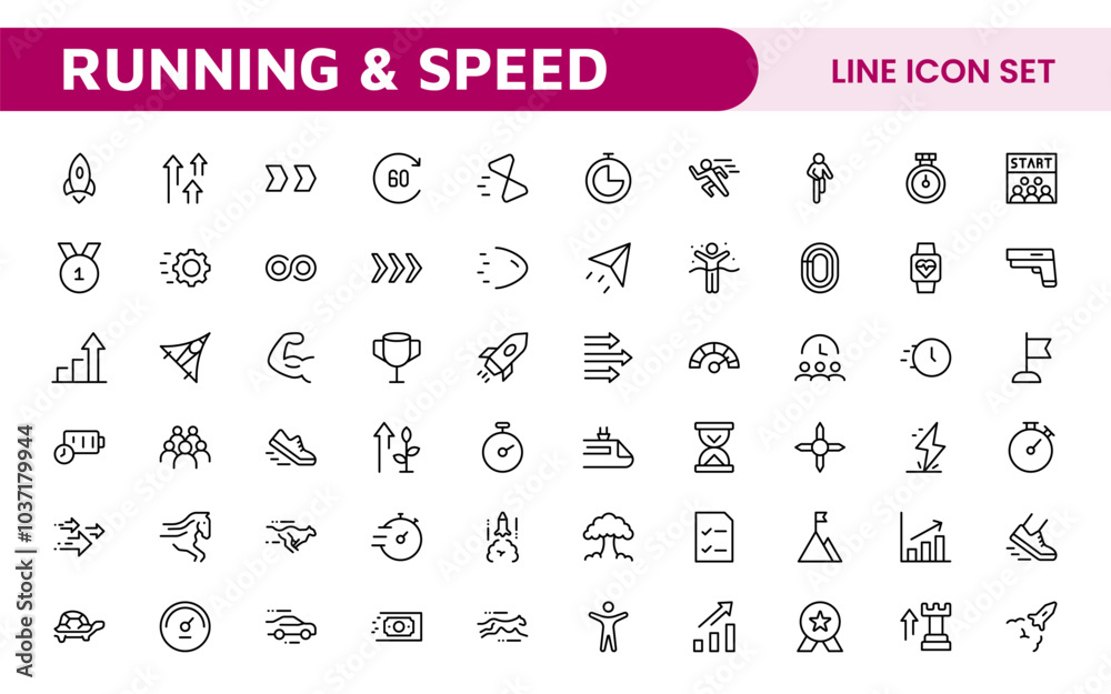 Running & Speed Icon Set. Dynamic icons capturing the essence of motion ...