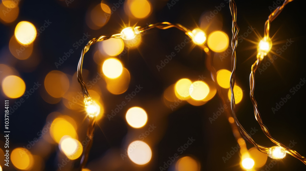 Warm twinkling fairy lights bokeh background for festive atmosphere ...