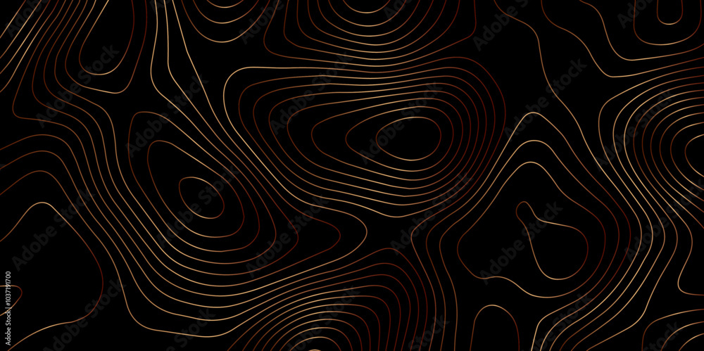 Abstract multicolor on black background with Topographic line map ...