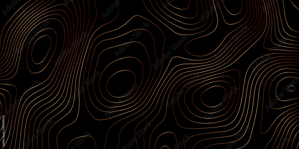 Abstract multicolor on black background with Topographic line map ...